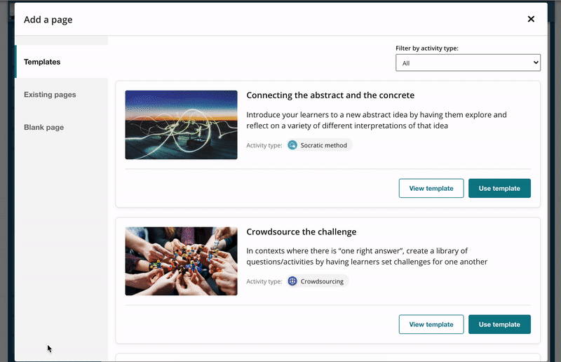 Save time when you create a course with OpenLearning page templates